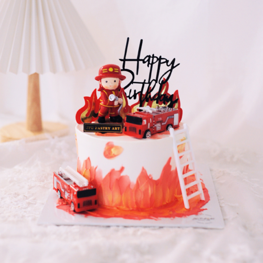 firefighter design cake