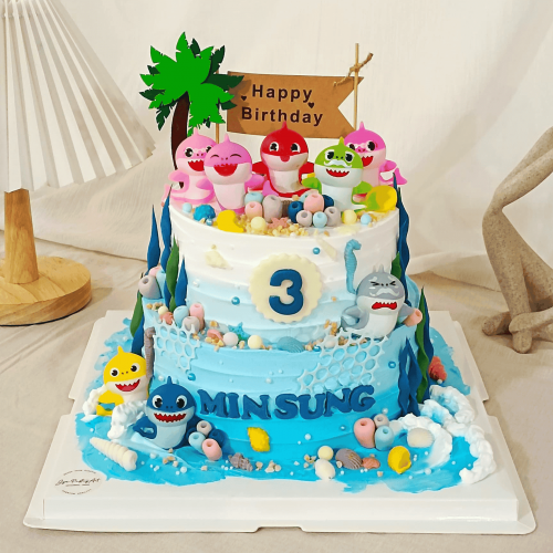 2 Tier - Baby Shark 6" + 8" - Jyu Pastry Art